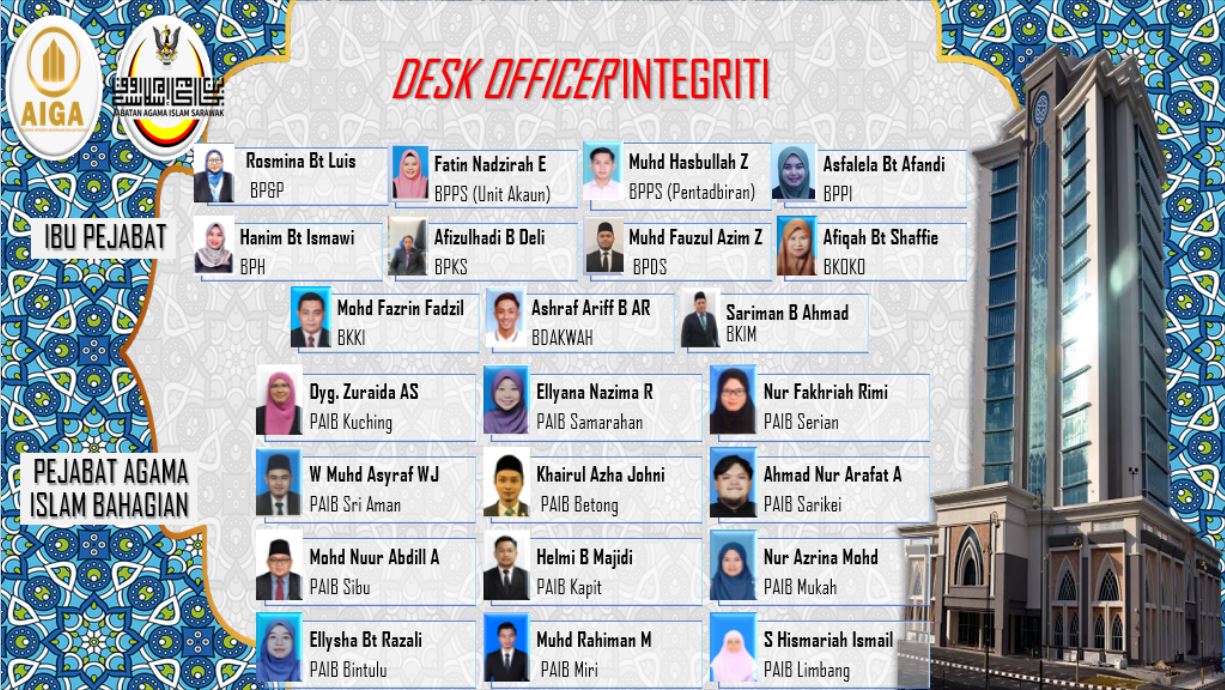 Desk Officer Integriti - Laman Web Rasmi Jabatan Agama Islam Sarawak